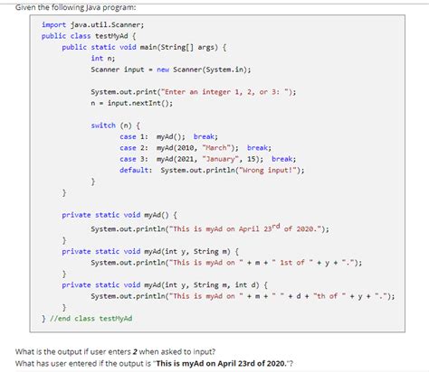 Solved Given The Following Java Program Import