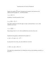 Transformations Of Functions Worksheets How To Shift And Modify Course Hero