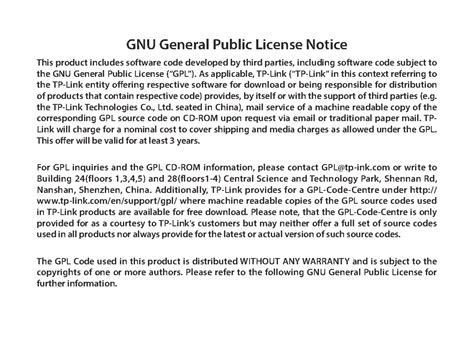 Gpl License Terms Gpl License Terms Gnu General Public License Notice This Product Includes