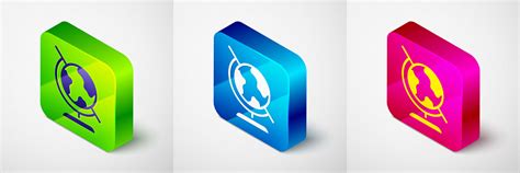 아이소메트릭 지구 지구본 아이콘은 회색 배경에 분리되어 있습니다 정사각형 버튼 벡터 0명에 대한 스톡 벡터 아트 및 기타 이미지 0명 3차원 형태 개념 Istock