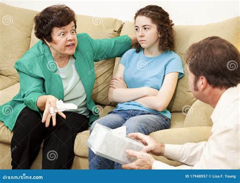Angry Mother And Her Teenage Daughter Yelling At Each Other Stock