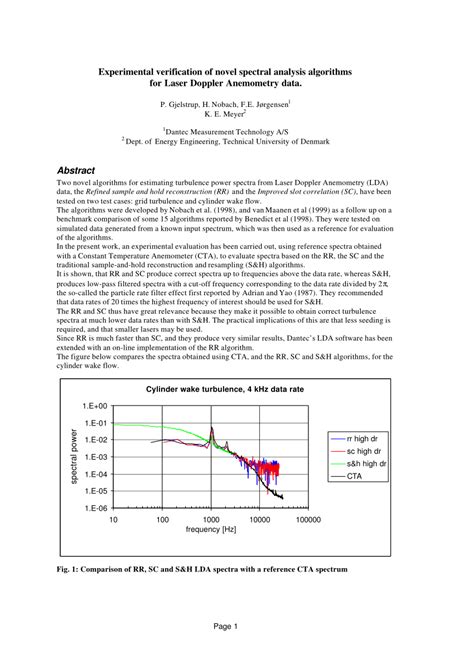 Pdf Experimental Verification Of Novel Spectral Analysis Algorithms For Laser Doppler