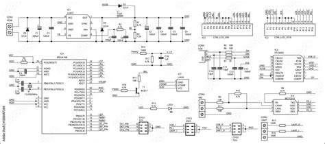Schematic Diagram Of Electronic Device Vector Technical Drawing Electrical Circuit With