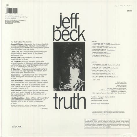 Jeff Beck Truth Remastered Vinyl At Juno Records