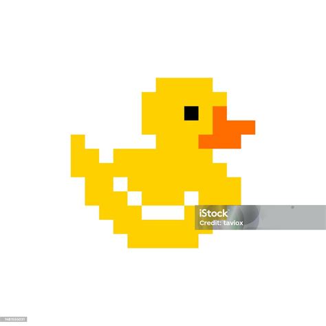 Duck Icon Pixel Art Style 8bit Isolated Vector Illustration Pixel Art