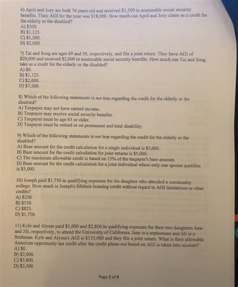 How Is Credit Calculated For Elderly And Disabled Leia Aqui What Form