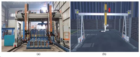 Gantry Welding Robot A Gantry Welding Robot Site And B Simulation