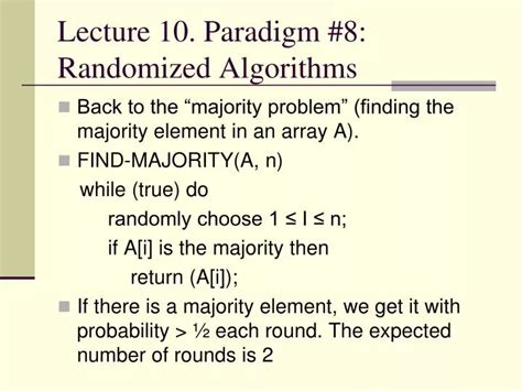 Ppt Lecture 10 Paradigm 8 Randomized Algorithms Powerpoint