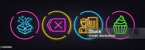 선물 면접 및 최소 선 아이콘 제거 웹 응용 프로그램 인쇄용 네온 레이저 3d 조명 벡터 3차원 형태에 대한 스톡 벡터 아트 및 기타 이미지 Istock