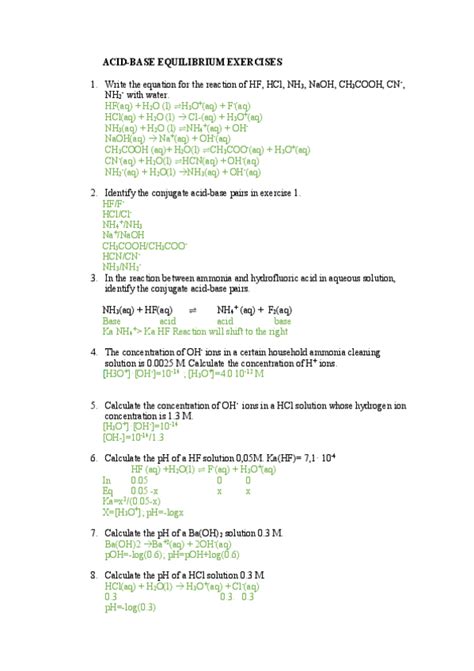 Acid Base Exercises Solvedpdf