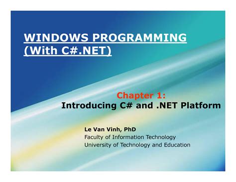 Chuong C Sharp And NET Framework Chapter WINDOWS PROGRAMMING With C NET Chapter