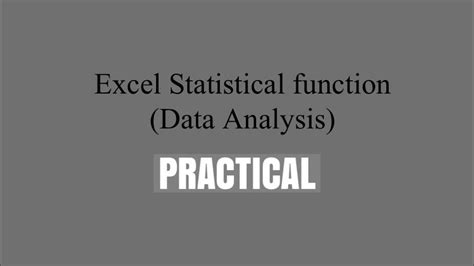 Computer Excel Statistical Functiondata Analysis Practical Youtube