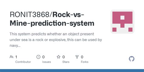 GitHub RONIT Rock Vs Mine Prediction System This System Predicts Whether An Object