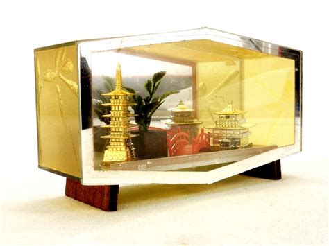 Footed Glass Mirrored Shadow Box Horizontal Hexagon 3d Etsy