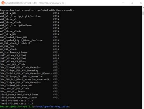 regression tests ubuntu in windows 10 · issue 449 · openfast