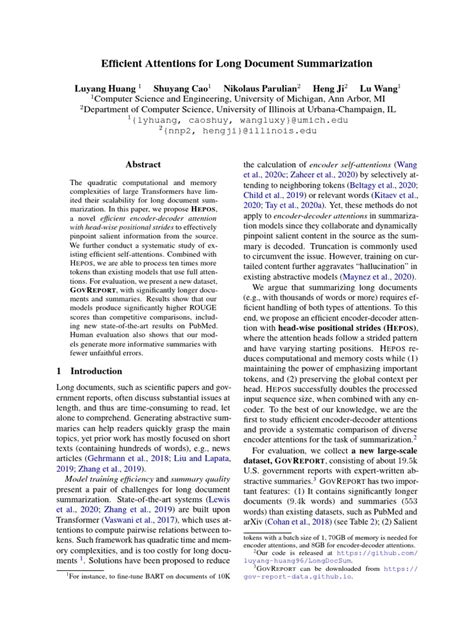 Efficient Attentions For Long Document Summarization Pdf