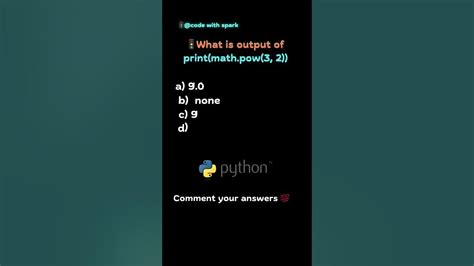 Power Function 🔥💯 Comment Your Answer Shorts Pythonquiz Python Quiz Mcq Trending Coding