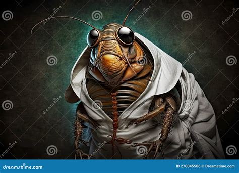 Portrait Of Hissing Cockroach In A Medical Gown With A Stethoscope