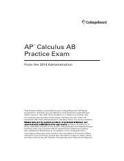 AP Calculus AB Practice Exam 2014 Administration Prep Course Hero