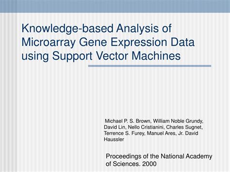 Ppt Knowledge Based Analysis Of Microarray Gene Expression Data Using