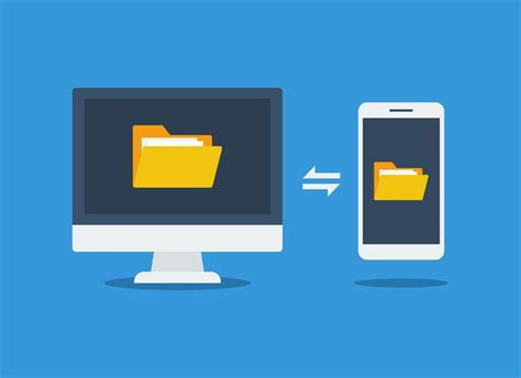 File Transfer Files Transferred Encrypted Form Computer And Smartphone With Folders On Screen