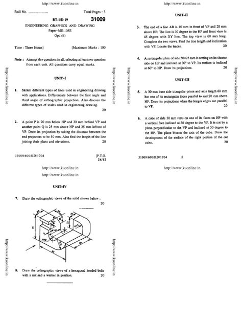 Btech 1 Sem Engineering Graphics And Drawing 31009 Dec 2019 Pdf