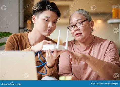 Setting Wi Fi Router Stock Photo Image Of Closeup Help 257362296