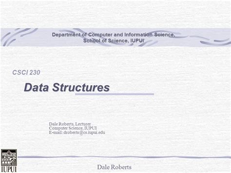 Dale Roberts Department Of Computer And Information Science School Of