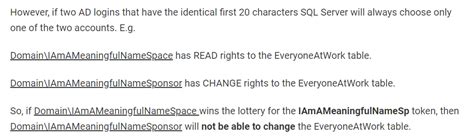 sql server naming convention for sql ad group logins potential bug