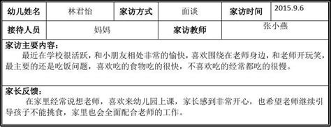 中班上学期家访记录表 word文档免费下载 文档大全