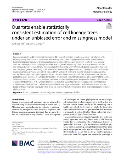 Pdf Quartets Enable Statistically Consistent Estimation Of Cell