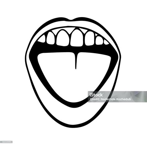 Open Black And White Mouth Stock Illustration Download Image Now