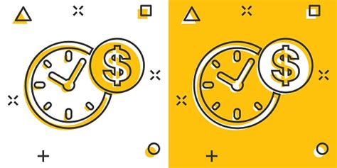 코믹 스타일의 벡터 만화 비즈니스 및 재무 관리 아이콘 시간은 돈 컨셉 일러스트 픽토그램입니다 금융 전략 사업 스플래시 효과 개념 건축하기에 대한 스톡 벡터 아트 및 기타