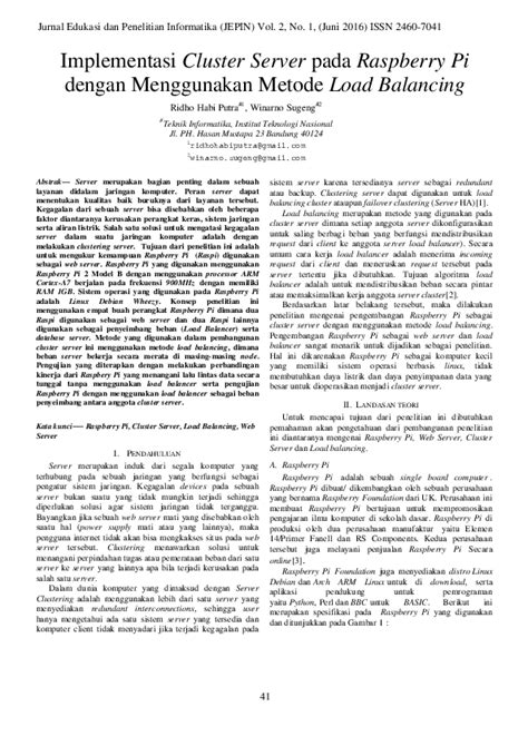 pdf implementasi cluster server pada raspberry pi dengan menggunakan metode load balancing