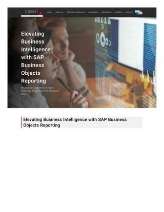 Elevating Business Intelligence With SAP Business Objects Reporting PDF