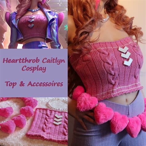 League Of Legends Heartthrob Caitlyn Cosplay Knit Crop Top Vest With Accessories Belt Earring