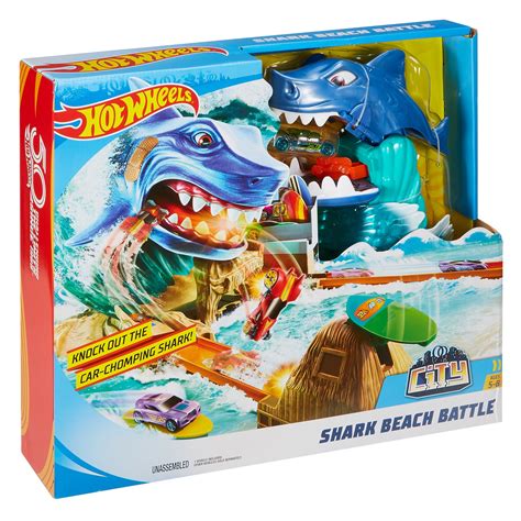 Hot Wheels Shark Attack Race Set With Launcher City Beach Battle