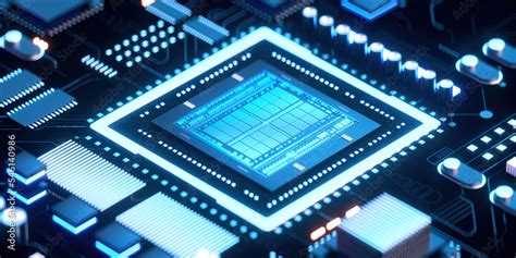 3d Rendering Of Circuit Board Cpu And Gpu Chiplet Stock Illustration