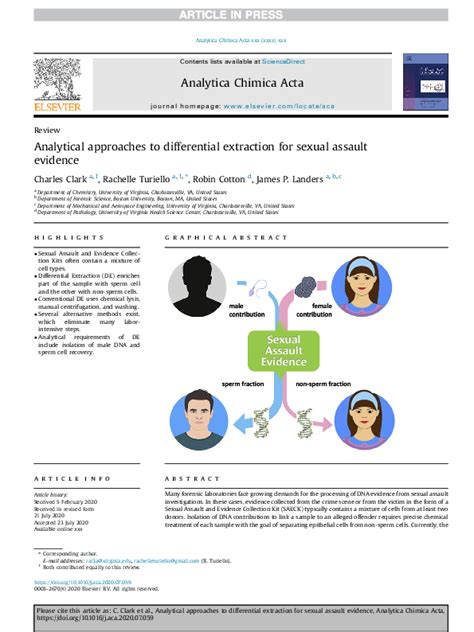 Pdf Analytical Approaches To Differential Extraction For Sexual Assault Evidence Rachelle