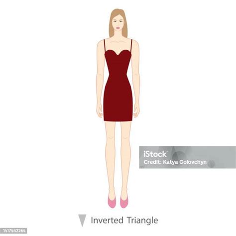 여자는 드레스에 삼각형 몸 모양 캐릭터를 거꾸로 여성 벡터 일러스트 실루엣 9 아홉 머리 크기 레이디 피겨 정면보기 패션 스케치