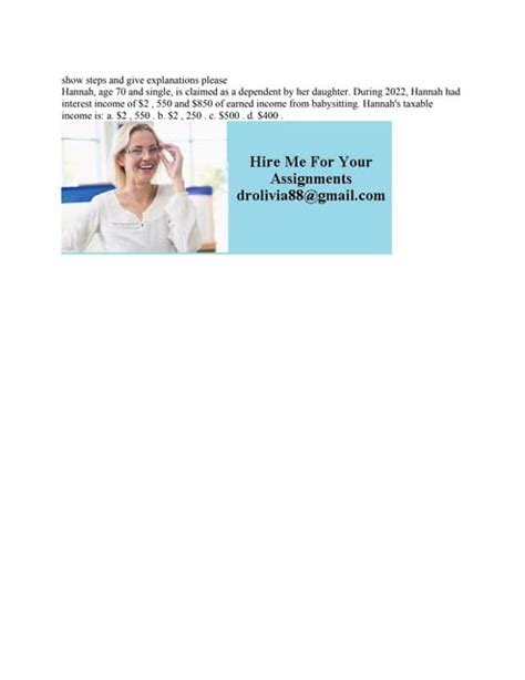 Show Steps And Give Explanations Please Hannah Age 70 And Single Is Pdf