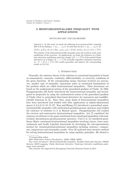 Pdf A Hemivariational Like Inequality With Applications