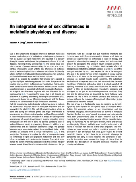 Pdf An Integrated View Of Sex Differences In Metabolic Physiology And Pdf An Integrated View Of Sex Differences In Metabolic Physiology And