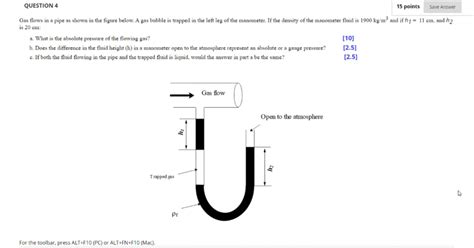 Solved QUESTION Points Save Answer Gas Flows In A Pipe Chegg