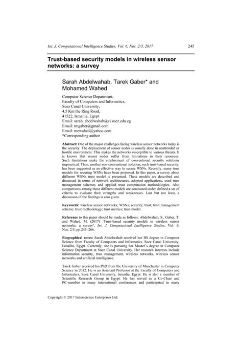 Pdf Trust Based Security Models In Wireless Sensor Networks A Survey