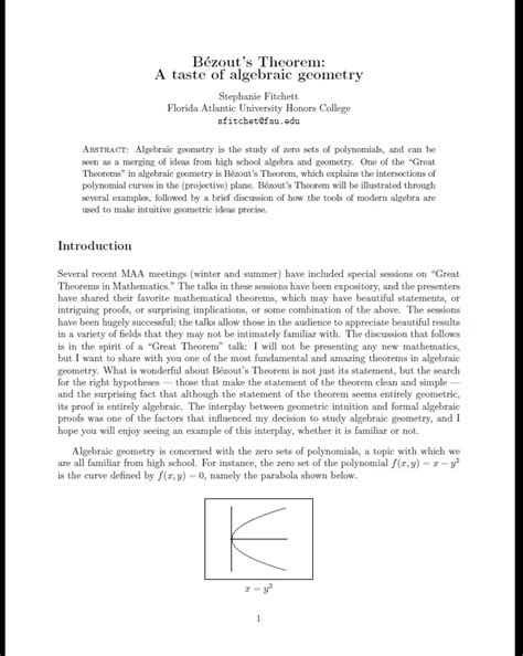 Bezouts Theorem A Taste Of Algebraic Geometry Pdfgripcom