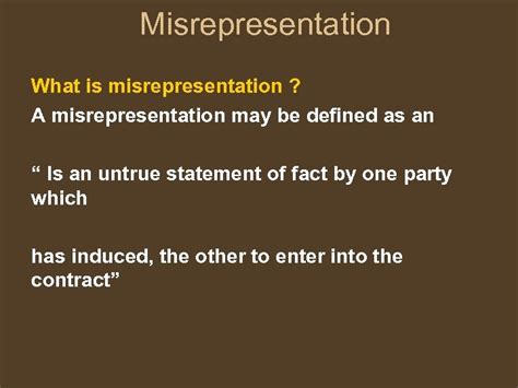 Law Of Contract Misrepresentation Misrepresentation When Negotiating