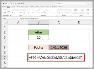 Cómo sumar años meses o días a una fecha en Excel