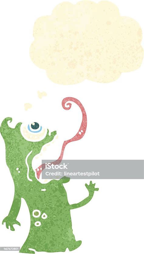 Kartun Retro Monster Gila Ilustrasi Stok Unduh Gambar Sekarang Aneh Konsep Balon Pikiran