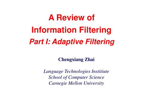 Ppt A Review Of Information Filtering Part I Adaptive Filtering Powerpoint Presentation Id